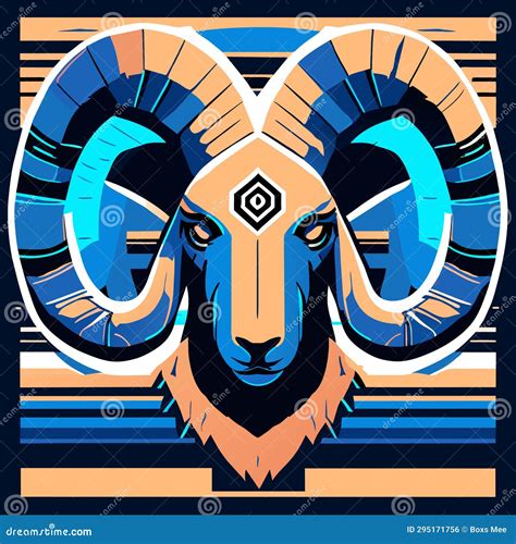 Head Of A Ram In Abstract Style Vector Illustration For Your Design Generative Ai Stock Vector