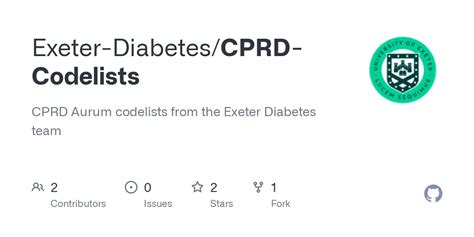 Github Exeter Diabetescprd Codelists Cprd Aurum Codelists From The Exeter Diabetes Team