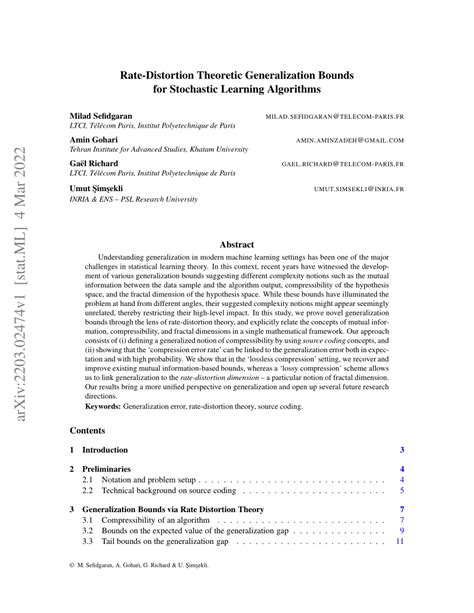 Pdf Rate Distortion Theoretic Generalization Bounds For Stochastic