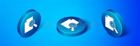 Isometric Document With Graph Chart Icon Isolated On Blue Background