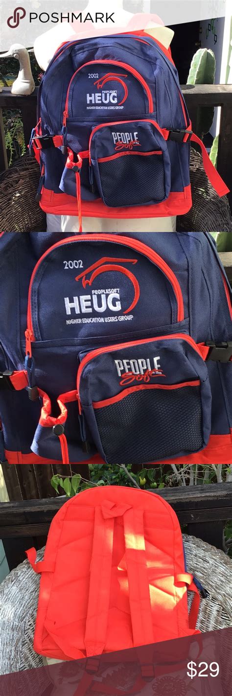 💻 Peoplesoft Heug Nwot Backpack Blue Orange 2002 Blue Backpack Backpacks Blue Orange