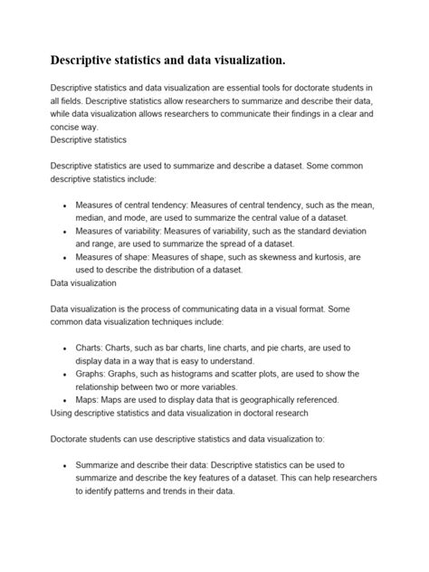 Descriptive Statistics And Data Visualization Pdf Descriptive