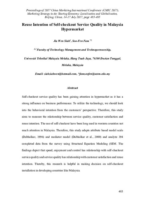Pdf Reuse Intention Of Self Checkout Service Quality In Malaysia Hypermarket