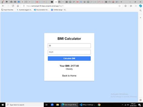 Saim Raza On Linkedin 30daysofcode Day11 Bmicalculatorapp Nextjs