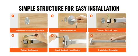 VEVOR Push Bar Door Locks Stainless Steel Panic Bars For Exit Doors With Exterior Lever And 3