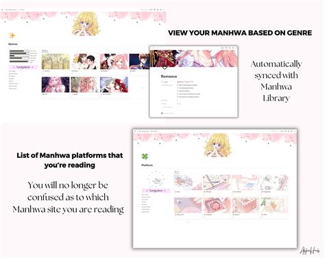 manhwa reading notion template notion dashboard for book digital