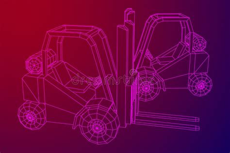 Forklift Loader Lift Truck Wireframe Illustration Stock Illustration