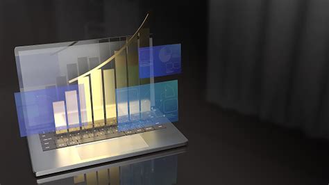 비즈니스 컨셉 3d 렌더링을 위한 랩톱 및 화면 차트 가상현실에 대한 스톡 사진 및 기타 이미지 가상현실 분석 보기 0명 Istock