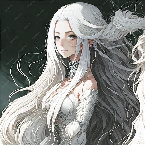 Premium Photo A Graceful And Elegant Anime Girl With Long Silverwhite
