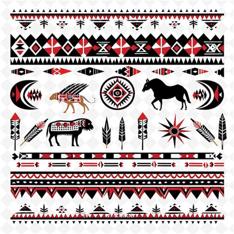 Native American Beadwork Borderlines With Geometric Patterns Png Unique