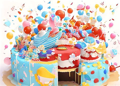 생일 파티 장면 파란색 배경 생신 케이크 생일 파티 배경 일러스트 및 사진 무료 다운로드 Pngtree