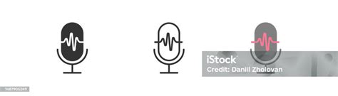 밝은 배경에 마이크 아이콘이 있는 음파 오디오 메시지 기호입니다 오디오 음성 팟캐스트 녹음 마이크 윤곽선 평면 및 컬러 스타일 플랫 디자인 직언에 대한 스톡 벡터 아트 및