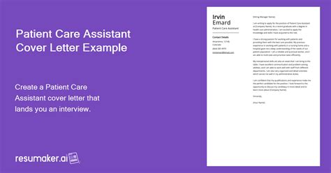 Patient Care Assistant Cover Letter Examples Template And 20 Tips