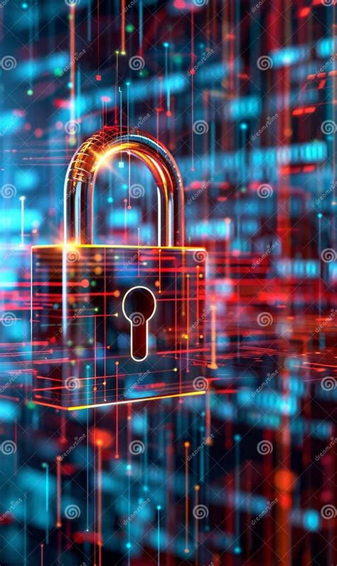 Locked Data Security Concept Abstract Futuristic Technology Background Stock Illustration