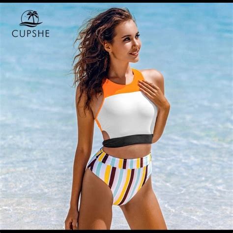 Plus Block Striped Bikini Swimsuit Artofit