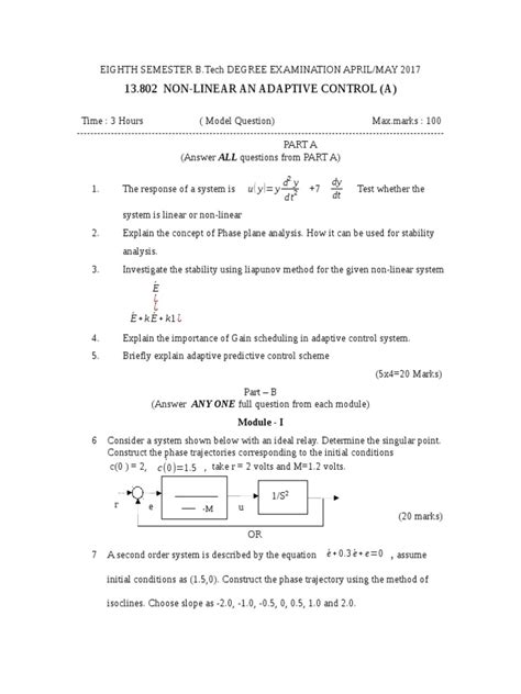 13 802 non linear an adaptive control a d y dt dy dt pdf