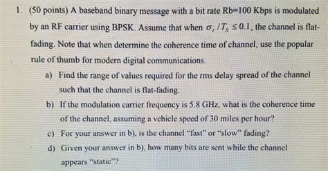 solved 1 50 points a baseband binary message with a bit
