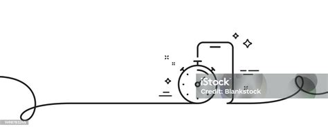 Timer App Line Icon Stopwatch Time Sign Continuous Line With Curl
