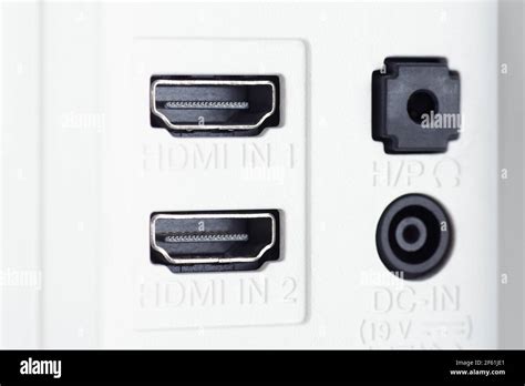 Close Up Of The Monitor S Built In USB Hub Stock Photo Alamy