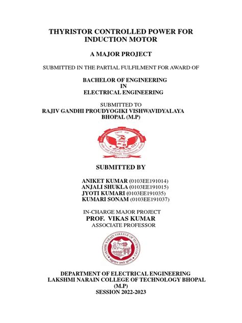 Thyristor Controlled Power For Induction Motor 1 Front Pdf Rectifier Power Physics