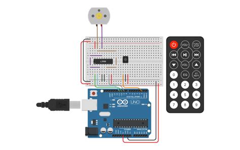 Circuit Design Controlling Dc Motor With Remote Tinkercad