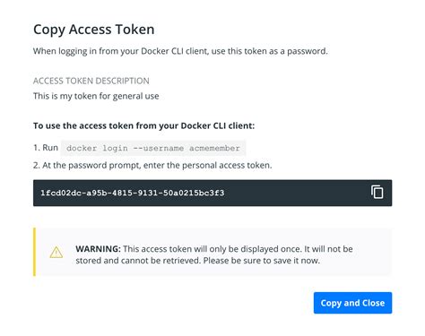 Managing Access Tokens Docker Documentation