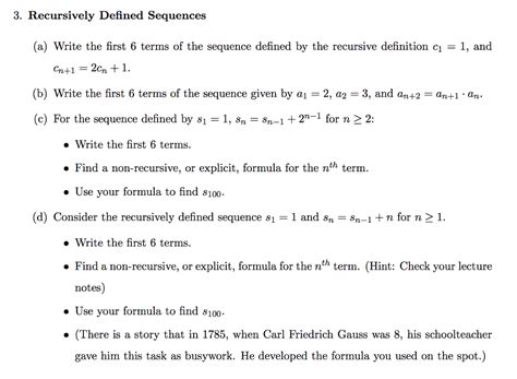 Solved 3 Recursively Defined Sequences A Write The First