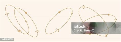 선형 미니멀리즘 미적 프레임과 별과의 경계의 벡터 집합입니다 원형 타원형 및 아치형 현대적인 기하학적 모양으로 소셜 미디어 장식 로고 디자인 템플릿 레이아웃을 위한 반짝임