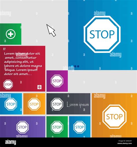 Stop Icon Sign Buttons Modern Interface Website Buttons With Cursor Pointer Vector Stock