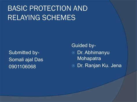 basic protection and relaying schemes