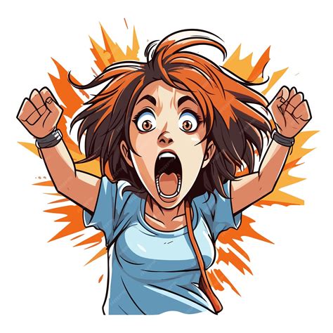 Süßes Anime Mädchen Das Cliparts Mit Weißem Hintergrund Schreit