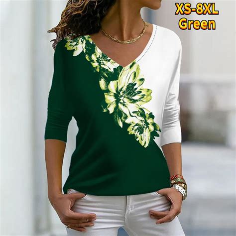 Купити Жіночі осінні футболки з довгими рукавами з квітковим принтом і розкішним квітковим