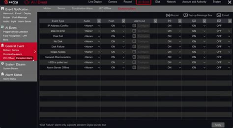Safire Smart Abnormal Alarms Event Type Visiotech