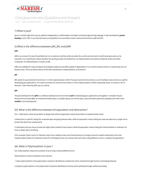 SOLUTION Top Core Java Interveiw Questions And Answers Studypool