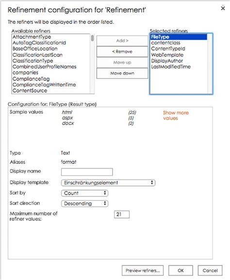 Editing The Sharepoint Refinement Web Part As Part Of The Sharepoint Download Scientific