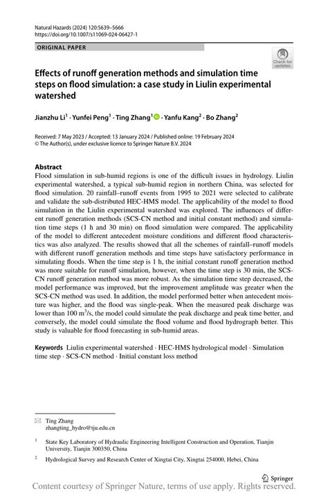 effects of runoff generation methods and simulation time steps on flood