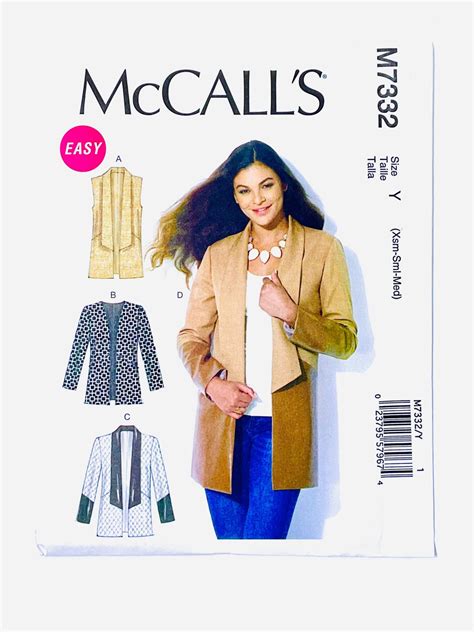 Mccalls 7332 Sewing Pattern M7332 Misses Jacket Sewing Pattern Blazer Sewing Pattern Vest