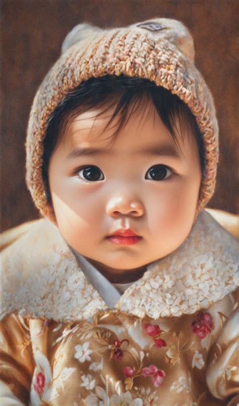 写实摄影1个0岁中国小孩可爱单人面向观众棕色帽子黑色眼睛 豆友1335的以图出图 通用模式作品