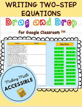Writing Two Step Equations Drag And Drop Activity DIGITAL TpT