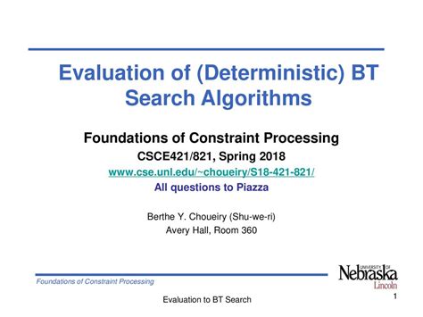 Evaluation Of Deterministic Bt Search Algorithms Ppt Download