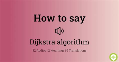 How To Pronounce Dijkstra Algorithm