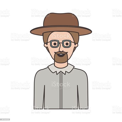 Man Half Body With Hat And Glasses And Shirt With Short Hair And Goatee