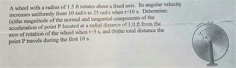 Solved A Wheel With A Radius Of 1 5 Ft Rotates About A Fixed