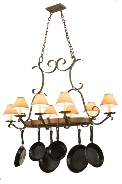Rustic Lighted Pot Rack Shelly Lighting
