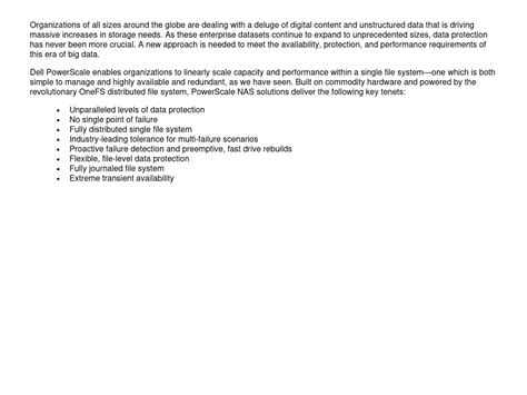 Summary High Availability And Data Protection With Dell Powerscale Scale Out Nas Dell