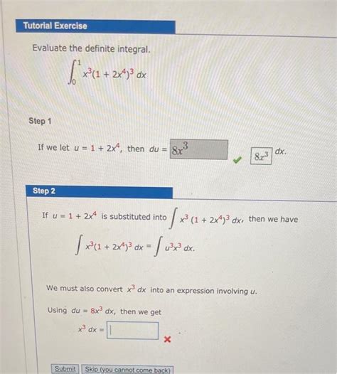 Solved Tutorial Exercise Evaluate The Definite Integral Chegg
