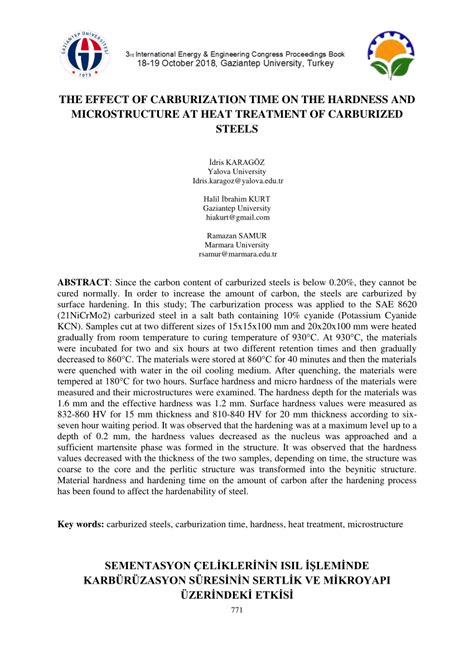 Pdf The Effect Of Carburization Time On The Hardness And Microstructure At Heat Treatment Of