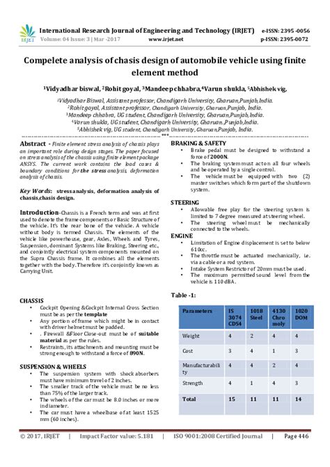 pdf compelete analysis of chasis design of automobile vehicle using