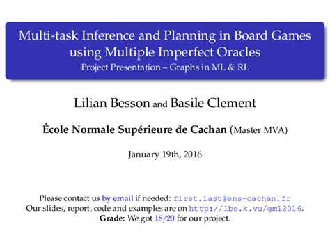 Multi Task Inference And Planning In Board Games Using Multiple Imperfect Oracles Speaker Deck