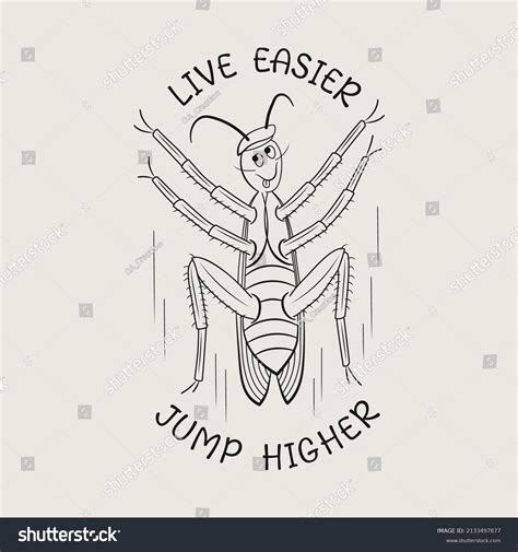 Funny Emblem Comic Cockroach Quote Happy Stock Vector Royalty Free